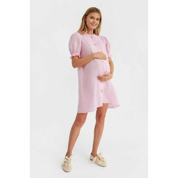 Sleeper | Dresses | Sleeper Womens Marie Linen Dress Large Pink | Poshmark